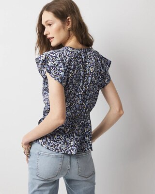 Ruched Front Flutter Sleeve Shell Top | White House Black Market